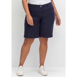 Bermudas sheego, Damen, Gr. 44, Normalgr&ouml;&szlig;en, tiefblau, 98% Baumwolle, 2% Elasthan, unifarben, Hosen Bermudas