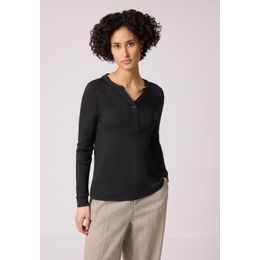 Street One Damen Langarmshirtschwarz, Gr. 34, unifarben, Web, 50% Baumwolle, 50% Modal, Shirts, im Tunika-Style