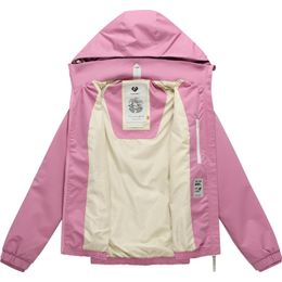 Outdoorjacke Ragwear "Dizzie Tech", Damen, Gr. 4XL (48), rosa, Obermaterial: 100% Polyester; Innenfutter: 100% Polyester, gerade h&uuml;ftbedeckend, hoch geschlossener Ausschnitt, &Auml;rmel ohne &Auml;rmelschlitz Rippstrickb&uuml;ndchen mit Gummizug, Jacken Outdoorjacke, Wasserdichte Damen &Uuml;bergangsjacke mit gro&szlig;er Kapuze
