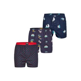 Happy Shorts Boxershorts Herren Gr&ouml;&szlig;e M navy / azur / blutrot / naturwei&szlig;