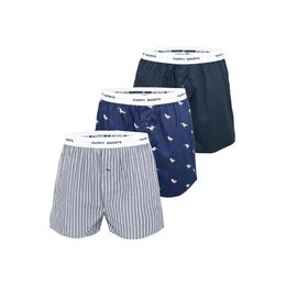 Happy Shorts Boxershorts Herren Gr&ouml;&szlig;e S navy / nachtblau / grau / wei&szlig;