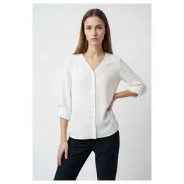 Shirtbluse Only "ONLJANA METTE V-NECK LS SHIRT NOOS WVN", Damen, Gr. XS, cloud dancer, Web, Obermaterial: 100% Polyester, unifarben, regular fit normal, V-Ausschnitt, mit Aufschlag, Blusen