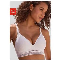 Bralette-BH Lascana "Freya", Damen, Gr. 70, Cup A, wei&szlig;, Spitze, Obermaterial: 36% Polyamid, 29% Polyester, 27% Baumwolle, 8% Elasthan, BHs, ohne B&uuml;gel mit eingearbeitetem Push-up Kissen, Dessous