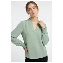 Shirtbluse Only CARMAKOMA "CARMETTA LIFE V-NECK TOP WVN NOOS", Damen, Gr. 44, jadeite, Web, Obermaterial: 100% Polyester, unifarben, regular fit normal, V-Ausschnitt, B&uuml;ndchen, Blusen, Kunstfaser, regular fit