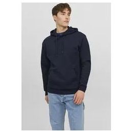 Jack & Jones Kapuzensweatshirt JACK & JONES "JJEBRADLEY SWEAT HOOD NOOS", Herren, Gr. L, blau (navy blazer), angeraute Sweatware, Obermaterial: 61% Polyester, 39% Baumwolle, unifarben, relaxed fit normal, ohne Ausschnitt, Rippb&uuml;ndchen, Sweatshirts, Materialmix, relaxed fit