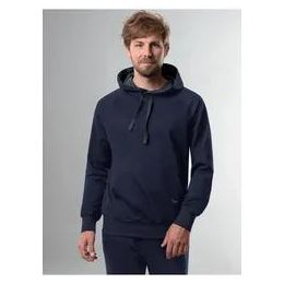 Kapuzensweatshirt TRIGEMA "TRIGEMA Kapuzensweatshirt aus Biobaumwolle", Herren, Gr. XL, blau (navy), Single Jersey, 75% Baumwolle (Biobaumwolle kbA), 25% Baumwolle (recycelt), lang, ohne Ausschnitt, Sweatshirts