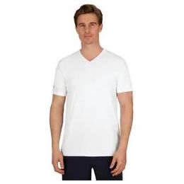 T-Shirt TRIGEMA "TRIGEMA V-Shirt COOLMAX", Herren, Gr. S, wei&szlig;, Trikot, 100% Polyester (recycelt), lang, V-Ausschnitt, Shirts T-Shirt