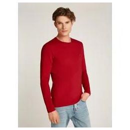 Langarmshirt Tommy Hilfiger "STRETCH SLIM FIT LONG SLEEVE", Herren, Gr. 3XL, rot (medium rot), Single Jersey, Obermaterial: 96% Baumwolle, 4% Elasthan, bestickt, unifarben, schmal h&uuml;ftbedeckend, Rundhals, abgesteppt, Shirts Langarmshirt, aus Baumwollstretch