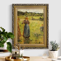 Bilderwelten Leinwandbild mit Barockrahmen Camille Pissarro - Die Heumacherin