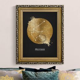 Bilderwelten Bild mit Barockrahmen Antik Spirituell Digital Art Barock gold - Sternzeichen Wassermann Grau Gold - Sternzeichen Jugendzimmer