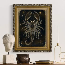 Bilderwelten Bild mit Barockrahmen Antik Spirituell Digital Art Barock schwarz - Skorpion Sternzeichen II - Himmel Jugendzimmer