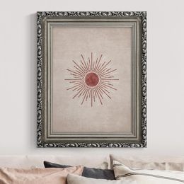 Bilderwelten Bild mit Barockrahmen Antik Spirituell Vintage Barock beige - Boho Sonne I - Retro Wohnzimmer Schlafzimmer