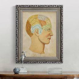 Bilderwelten Bild mit Barockrahmen Antik Portrait Vintage Barock pastell - Vintage Landkarte der Seele - Retro Wohnzimmer Schlafzimmer
