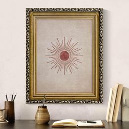 Bilderwelten Bild mit Barockrahmen Antik Spirituell Vintage Barock beige - Boho Sonne I - Retro Wohnzimmer Schlafzimmer