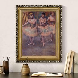 Bilderwelten Bild mit Barockrahmen Antik originell modern Barock rosa - Edgar Degas - T&auml;nzerinnen vor Exercice - Tanzen Wohnzimmer Schlafzimmer