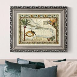 Bilderwelten Leinwandbild mit Barockrahmen Vintage Tropische Landkarte West Indien