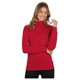 Rollkragenshirt TRIGEMA "TRIGEMA Langarm Ski- und Sport-Rollkragenpullover", Damen, Gr. 3XL, braun (kirsch), Feinripp, 100% Baumwolle (Bio-Baumwolle kbA), Basic, normal, ohne Ausschnitt, Shirts