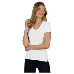 T-Shirt TRIGEMA "TRIGEMA Rundhalsshirt aus Viskose", Damen, Gr. 3XL, wei&szlig;, Single Jersey, 94% Viskose, 6% Elastan, Basic, lang, ohne Ausschnitt, Shirts T-Shirt