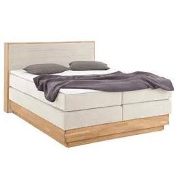 Boxspringbett Home Affaire "Cavan", beige, L:220cm, Microfaser (100% Polyester), Komplettbetten, Boxspringbett, Eiche, inkl. Bettkasten & Topper, verschiedene H&auml;rtegrade (auch H4)