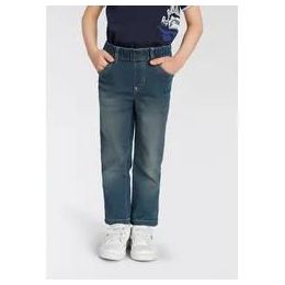 Schlupfjeans Kidsworld "Stretch-Jeans f&uuml;r kleine Jungen", Jungen, Gr. 116, N-Gr, blau (blau, used), Denim/Jeans, Obermaterial: 77% Baumwolle, 22% Polyester, 1% Elasthan, Basic, Basic, Jeans Schlupfjeans, bequeme Passform, gerade Beinform, mit Gummizug im Bund