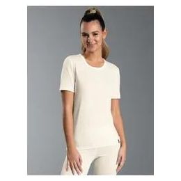Funktionsshirt TRIGEMA "TRIGEMA T-Shirt aus Merinowolle", Damen, Gr. S, beige (natur), Stoff, 80% Wolle (Merinowolle), 20% Polyamid, normal, Rundhals, Shirts Funktionsshirt