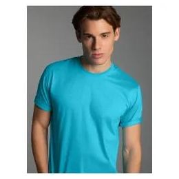 T-Shirt TRIGEMA "TRIGEMA T-Shirt aus 100% Baumwolle", Herren, Gr. 3XL, blau (azur), Single Jersey, 100% Baumwolle, Basic, lang, Rundhals, Shirts T-Shirt