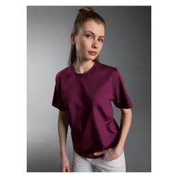 T-Shirt TRIGEMA "TRIGEMA T-Shirt DELUXE Baumwolle", Damen, Gr. 3XL, rot (sangria), Single Jersey, 100% Baumwolle, Basic, lang, Rundhals, Shirts T-Shirt