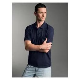 Poloshirt TRIGEMA "TRIGEMA Poloshirt aus Single-Jersey", Herren, Gr. 4XL, blau (navy), Single Jersey, 100% Baumwolle, Basic, lang, ohne Ausschnitt, Shirts