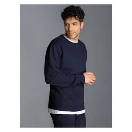 Sweatshirt TRIGEMA "TRIGEMA Sweatshirt aus Biobaumwolle", Herren, Gr. XL, blau (navy), Single Jersey, 75% Baumwolle (Biobaumwolle kbA), 25% Baumwolle (recycelt), Basic, lang, Rundhals, Sweatshirts Sweatshirt