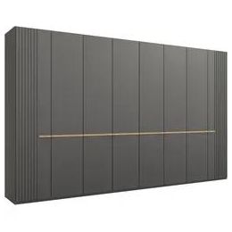 Kleiderschrank Musterring "Isabelle", grau (graphit, dekor), Schr&auml;nke, Graphit-Dekor, B/H/T: 393,1cm x 216cm x 58cm, T&uuml;ren: 8 Stk. Lamellen im Korpus-Farbton, Hartfaserplatte, Holzwerkstoff, Kleiderschrank, Lamellen in Korpusfarbe, Griffe in silber, versch. Gr&ouml;&szlig;en und Farben, B:393,1cm H:216cm T:58cm