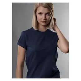 T-Shirt TRIGEMA "TRIGEMA Slim Fit T-Shirt aus DELUXE Baumwolle", Damen, Gr. XXL, blau (navy), Single Jersey, 100% Baumwolle, Basic, normal, Rundhals, Shirts T-Shirt