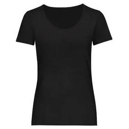 T-Shirt TRIGEMA "TRIGEMA Rundhalsshirt aus Viskose", Damen, Gr. L, schwarz, Single Jersey, 94% Viskose, 6% Elastan, Basic, lang, ohne Ausschnitt, Shirts T-Shirt