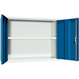 Pavoy H&auml;ngeschrank, H&ouml;he 600 mm, mit Vollblecht&uuml;r/en, Breite 800 mm, glatte R&uuml;ckwand, grau / blau