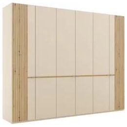 Kleiderschrank Musterring "Isabelle", beige (champagner, dekor), Schr&auml;nke, Champagner-Dekor, B/H/T: 295,2cm x 236cm x 58cm, T&uuml;ren: 6 Stk. Lamellen in Bianco Eiche-Nachbildung, Hartfaserplatte, Holzwerkstoff, Kleiderschrank, Lamellen in Eiche, Griffe in silber, verschiedene Gr&ouml;&szlig;en und Farben, B:295,2cm H:236cm T:58cm