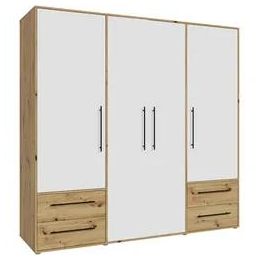 Kleiderschrank FORTE "Mokkaris,Topseller, zeitloses Design, 3&ndash;4 T&uuml;ren, Made in Europe", braun (artisan eiche, wei&szlig;), B:205,9cm H:200,1cm T:58,8cm, Schr&auml;nke, Kleiderschrank, Topseller
