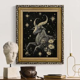 Bilderwelten Bild mit Barockrahmen Antik Spirituell Digital Art Barock schwarz - Steinbock Sternzeichen II - Himmel Jugendzimmer