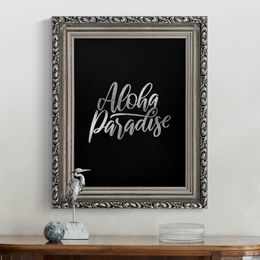 Bilderwelten Leinwandbild mit Barockrahmen Silber - Aloha Paradise auf Schwarz