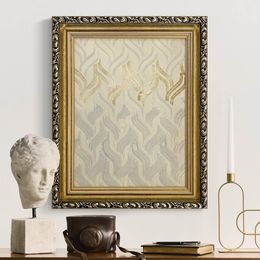 Bilderwelten Bild mit Barockrahmen Antik originell modern Barock beige - Chenille I - Geometrisch Wohnzimmer Schlafzimmer