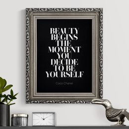 Bilderwelten Leinwandbild mit Barockrahmen Be yourself Coco Chanel Schwarz