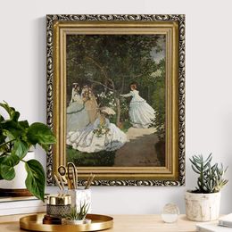 Bilderwelten Leinwandbild mit Barockrahmen Claude Monet - Frau im Garten