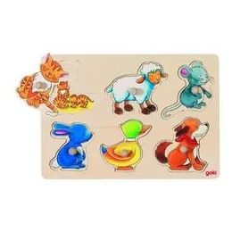 goki 57929 - Hintergrundbildpuzzle Mutter und Kind, 6-teilig, Holz, 30x21cm
