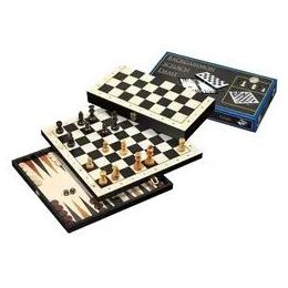 Philos Schach Backgammon Dame Set, Reise, Feld 30 mm