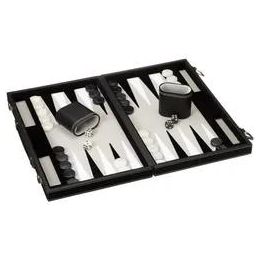 Philos Backgammon grau, medium, Kunstleder