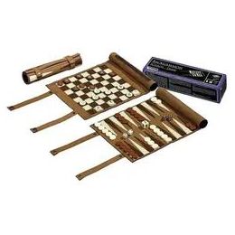 Philos Schach Backgammon Dame Set, Reise, Kunstleder, Feld 25 mm