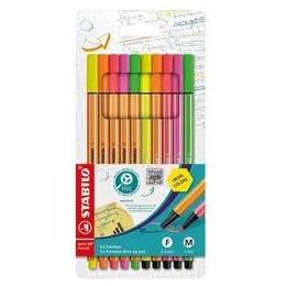 Stabilo Fineliner & Filzstifte - point 88 + Pen 68 - 10er Pack - Neonfarben