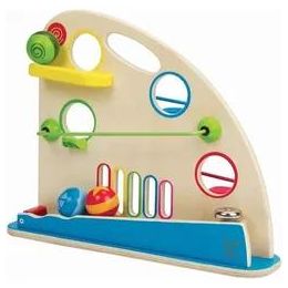 HAPE Bunte Holzkugeln, Gef&auml;lle, Tunnel und Rollbahnen auf beiden Seiten der Kugel-Rennbahn &ndash; das ist rasanter Spielspa&szlig;! Super f&uuml;r die Kleinsten, denn sie k&ouml;nnen mit den Augen den rollenden Kugeln folgen.