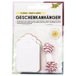 Folia Geschenkanh&auml;nger CLASSIC, kraft & wei&szlig;, 12 St&uuml;ck inkl. 2m Schnur