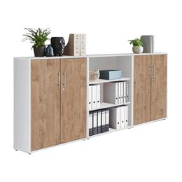 Aktenschrank Office Edition Sw Set 9 Wei&szlig;/Eichefarben