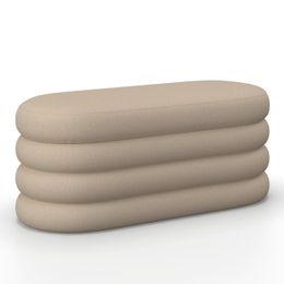 Hockerbank Lorena Beige Boucl&eacute; Gepolstert mit Stauraum