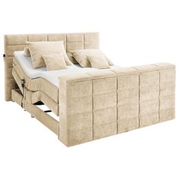 CARRYHOME Boxspringbett Denver Sand ca. 180x200 cm mit Topper